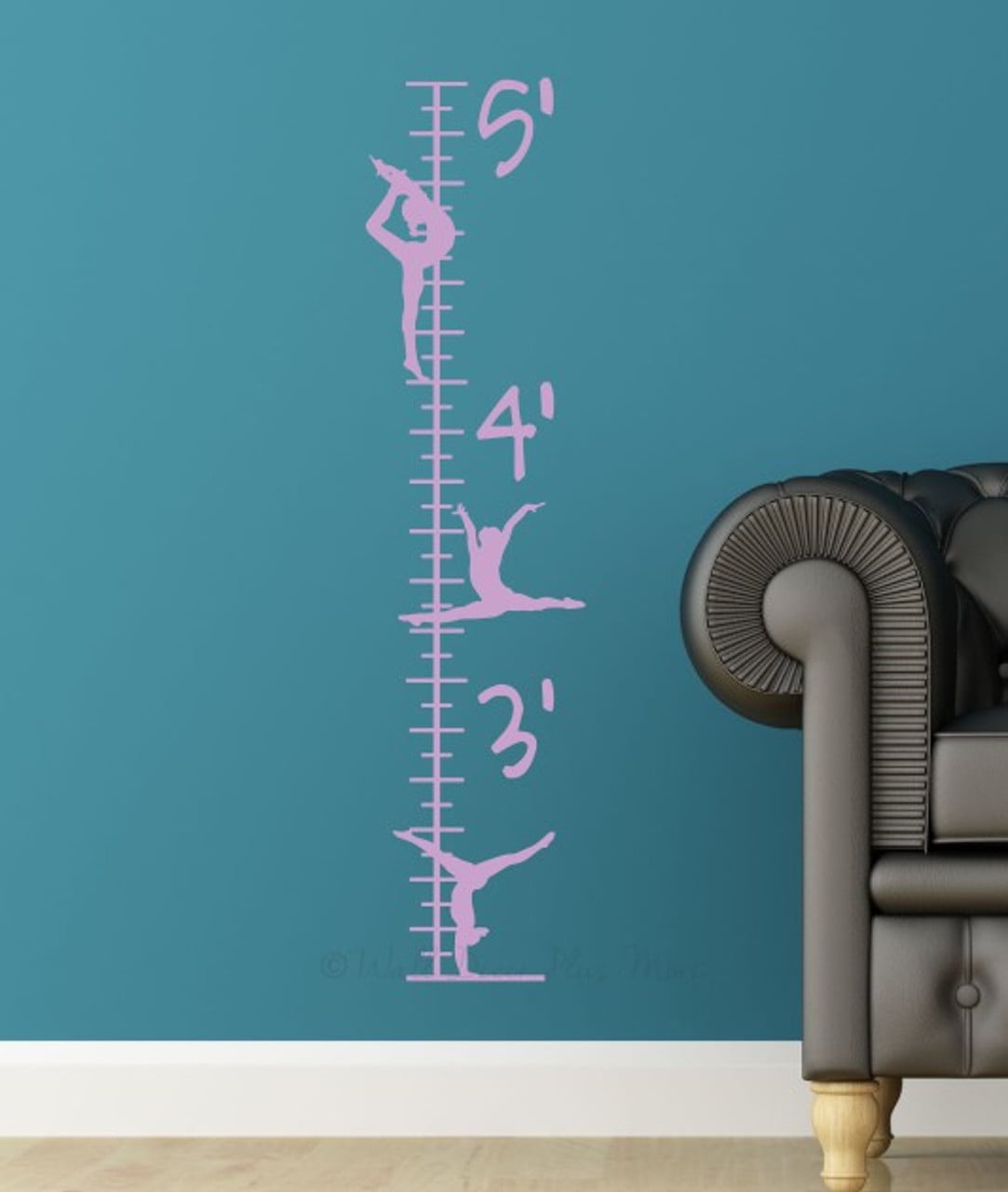 Gymnast Growth Chart Vinyl Wall Art for Kids - Girls Growth Chart Decal ...