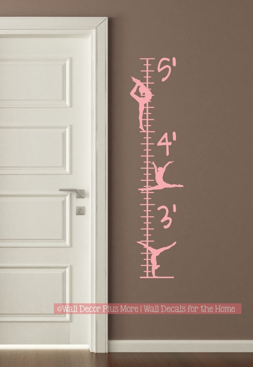Gymnast Growth Chart Vinyl Wall Art for Kids - Girls Growth Chart Decal ...
