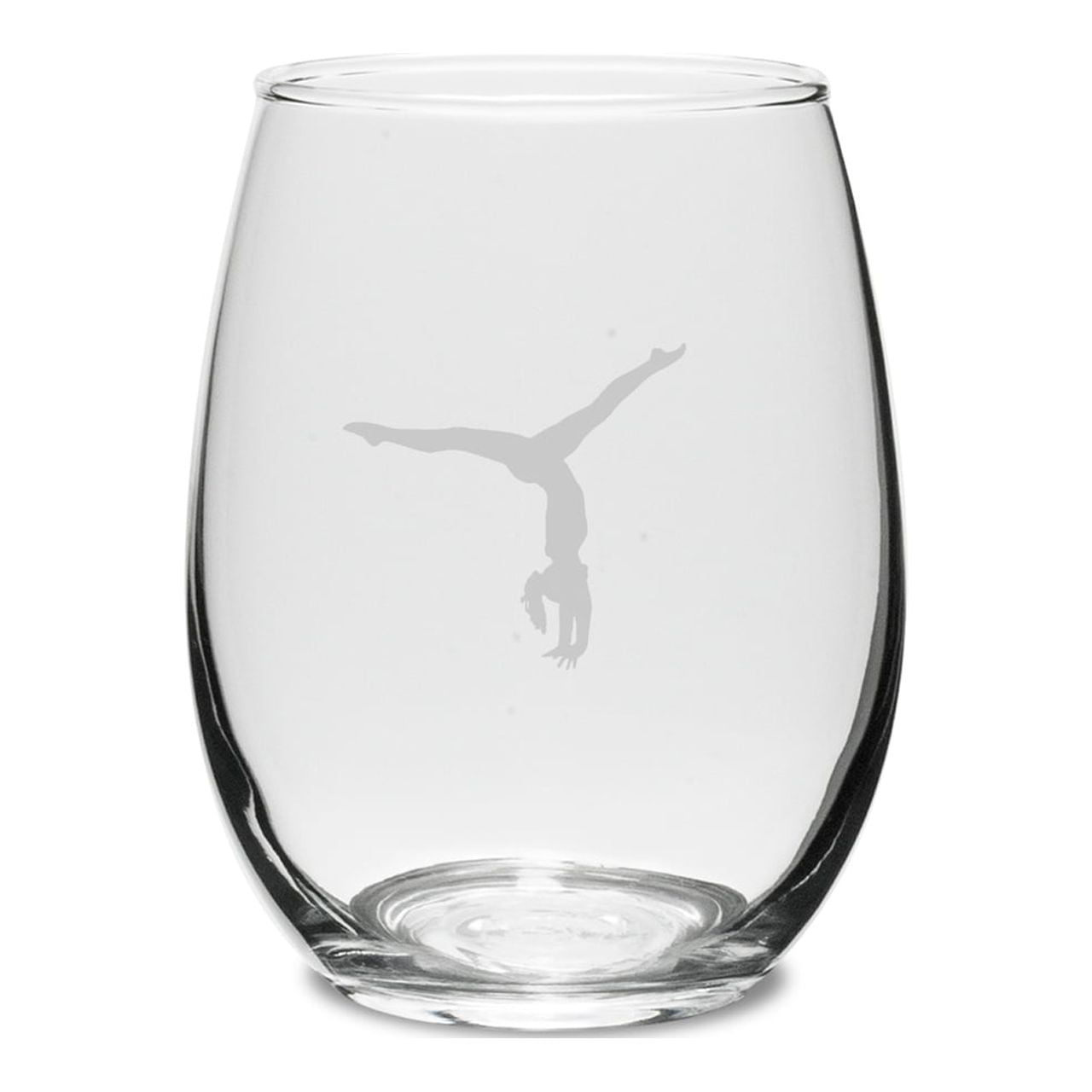 Gymnast Handstand Swing 15 oz. Deep Etched Stemless Wine Glass ...