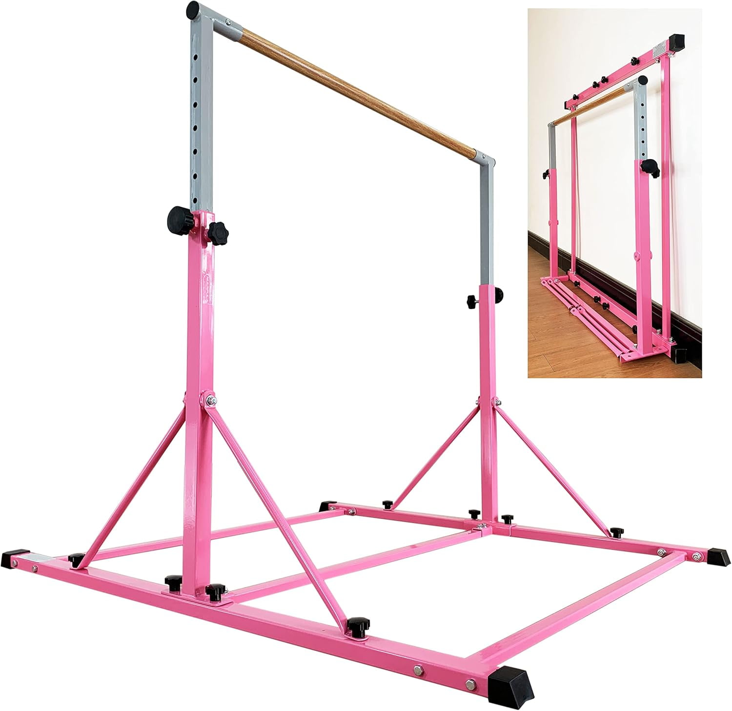 Gymnastic Bar For Kids and Teenage Ages 3-25, 5 FT / 6 FT Base Length, 5 FT / 6 FT Height ...