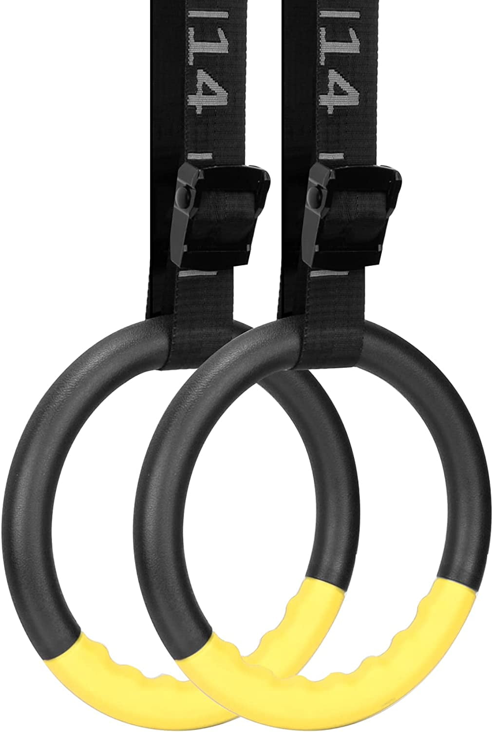 Teamaze Non-Slip Gymnastic Rings with 15 FT Adjustable Straps, Home Gym ...