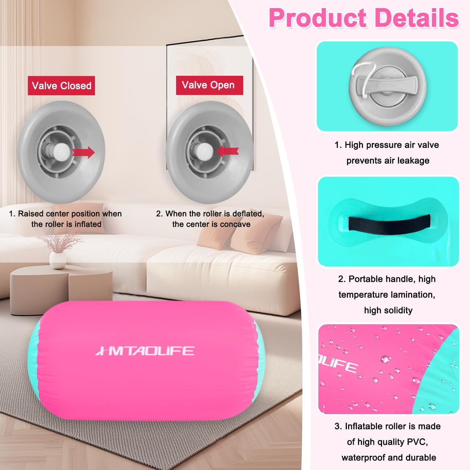 Gymnastics Air Roller Air Barrel, Inflatable Tumble Roller Mat, Air ...