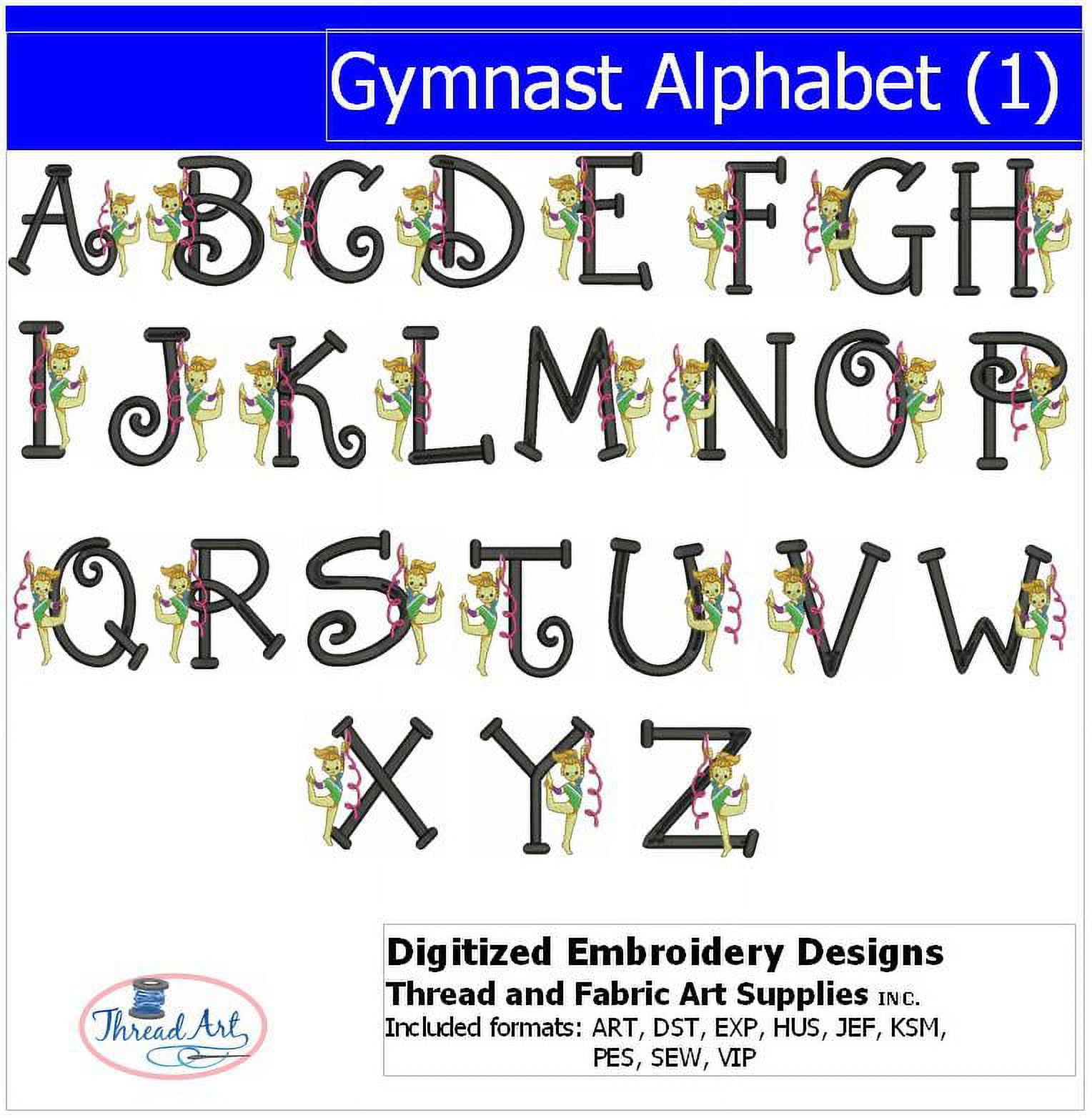 Gymnastics Alphabet(1) Embroidery Designs - All Popular Formats ...