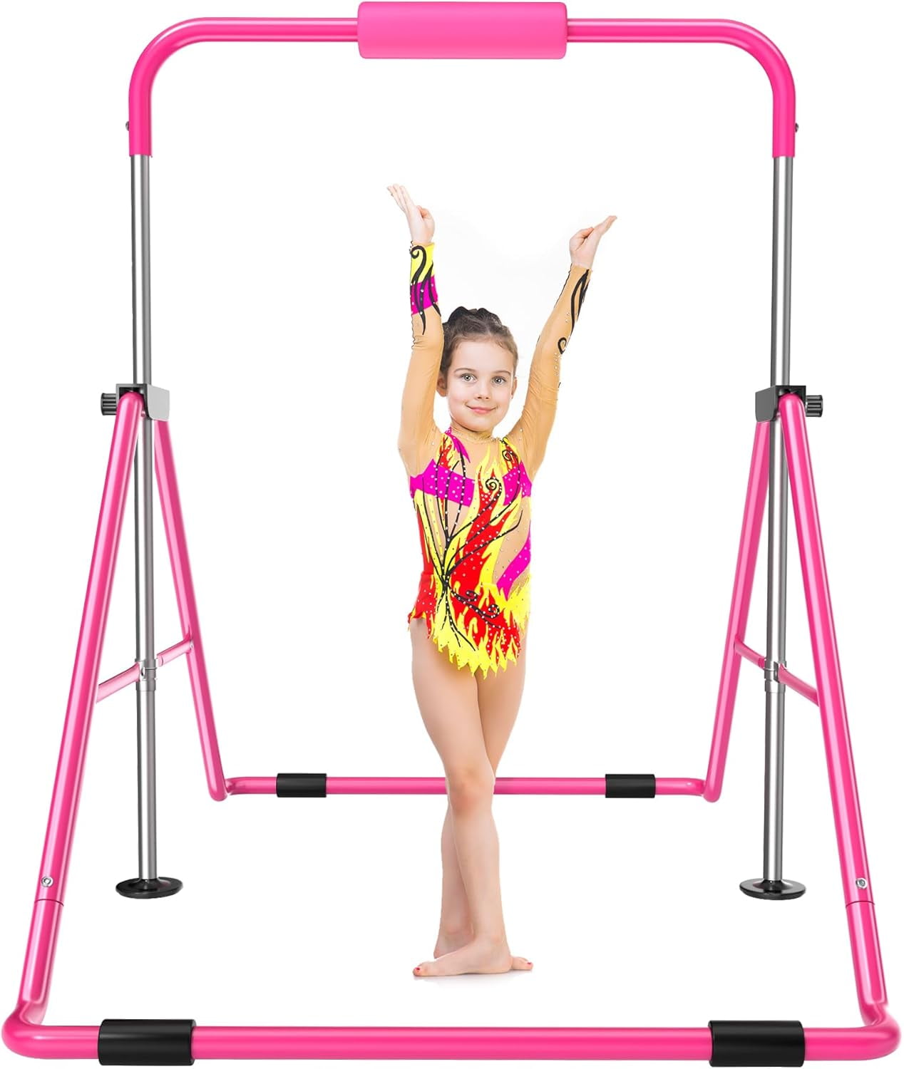 Gymnastics Bar for Kids 3-9, Foldable & Adjustable 35"-51", Supports ...