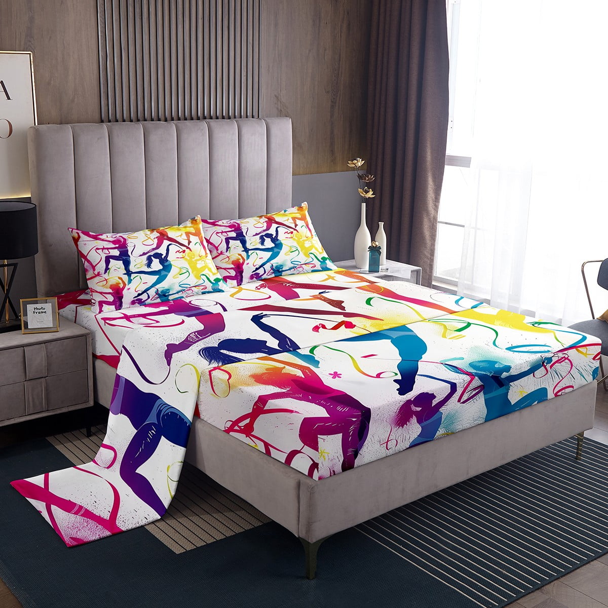 Gymnastics Bed Sheets Full Size Sports Themed Sheets Colorful Tie-Dyed ...