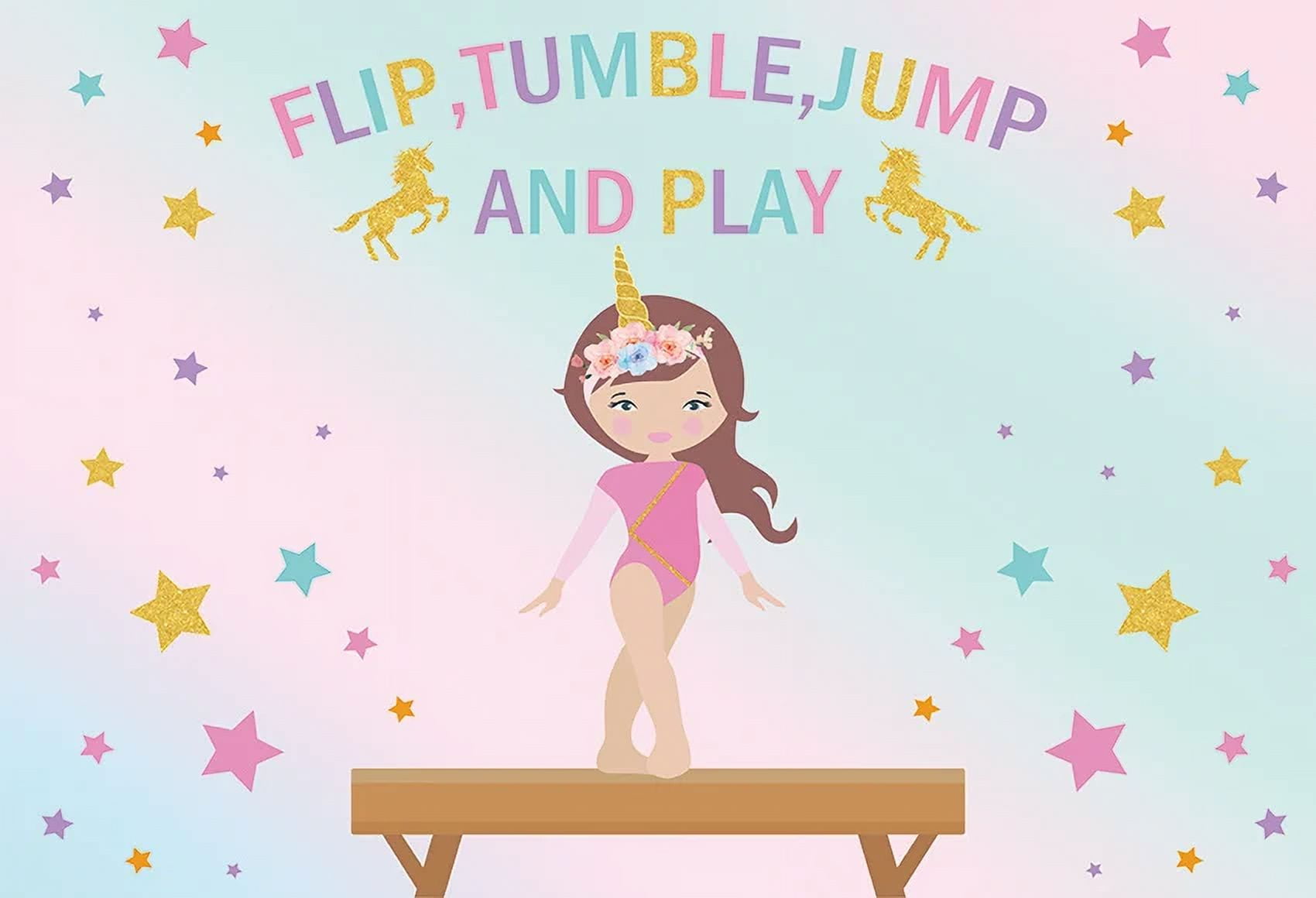 Gymnastics Birthday Gymnast Girls Tumbling Flip Jump Tumble and Play r ...