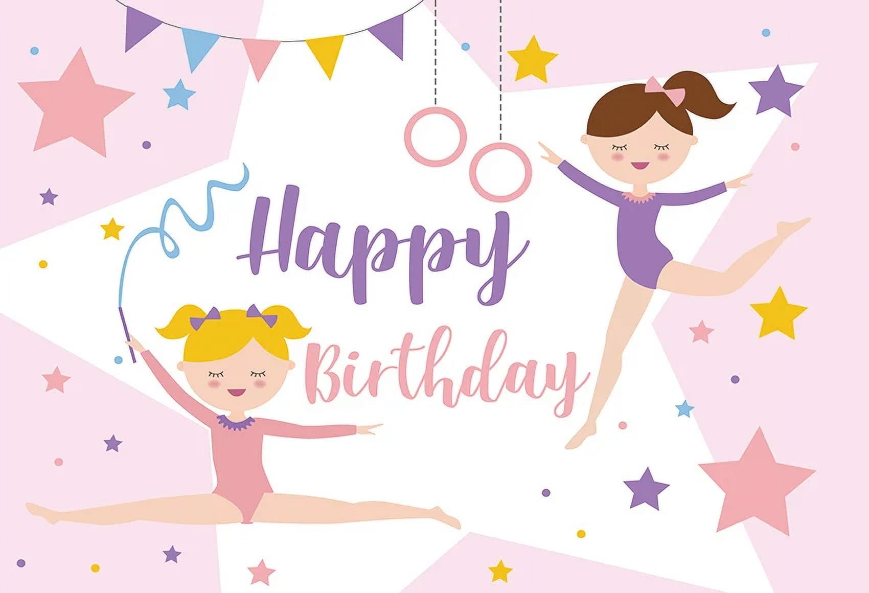 Gymnastics Birthday Gymnast Girls Tumbling Flip Jump Tumble and Play r Backdrop Photo Studio ...