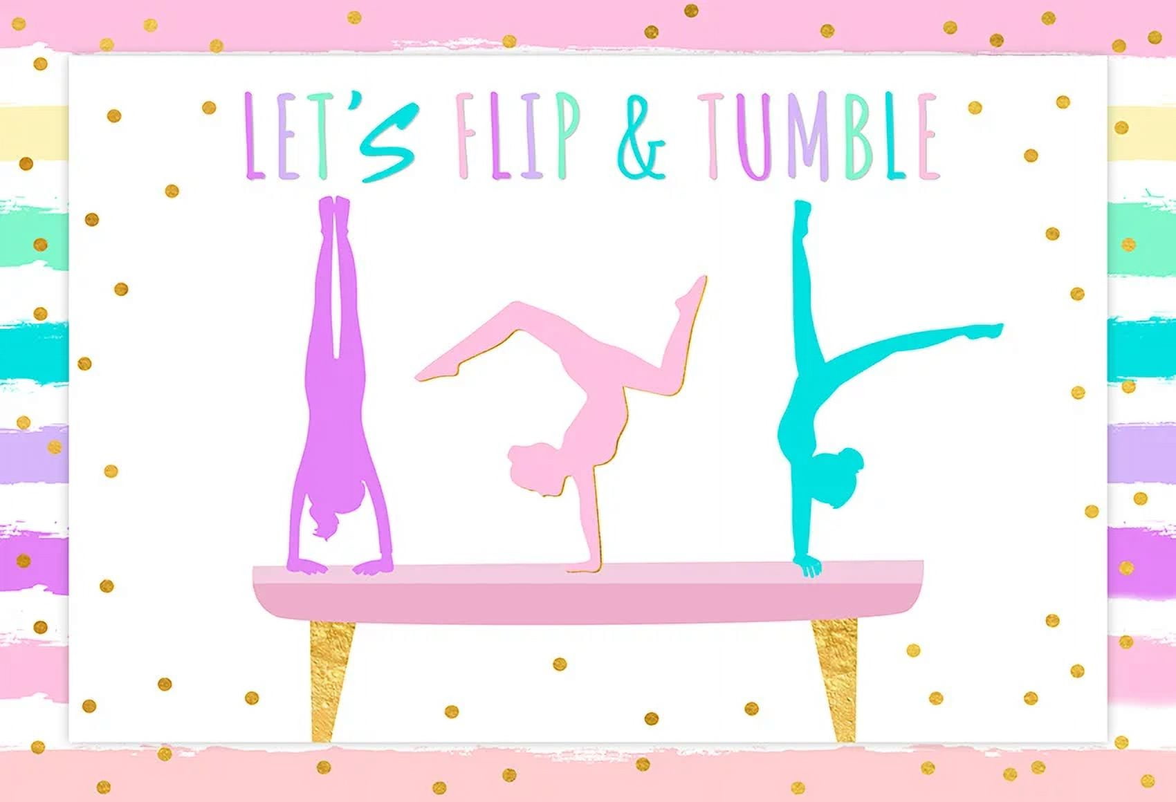 Gymnastics Birthday Gymnast Girls Tumbling Flip Jump Tumble and Play r ...