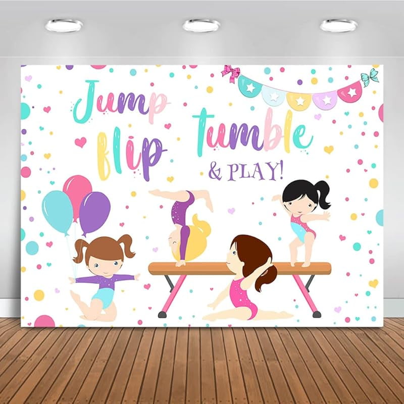 Gymnastics Birthday Party Backdrop Girl Gymnastics Party Photography ...