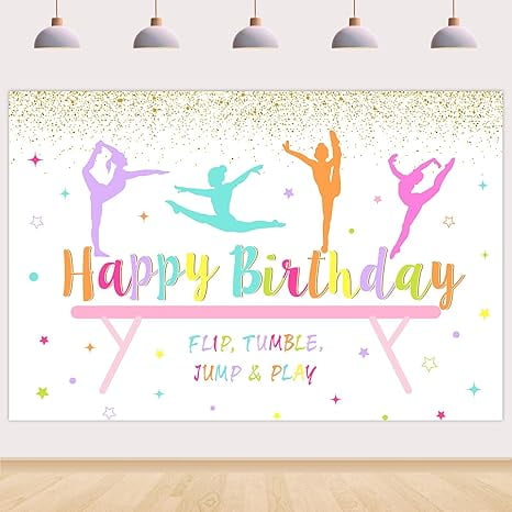 Gymnastics Birthday Party Decorations 5 * 3ft Gymnastics Happy Birthday ...