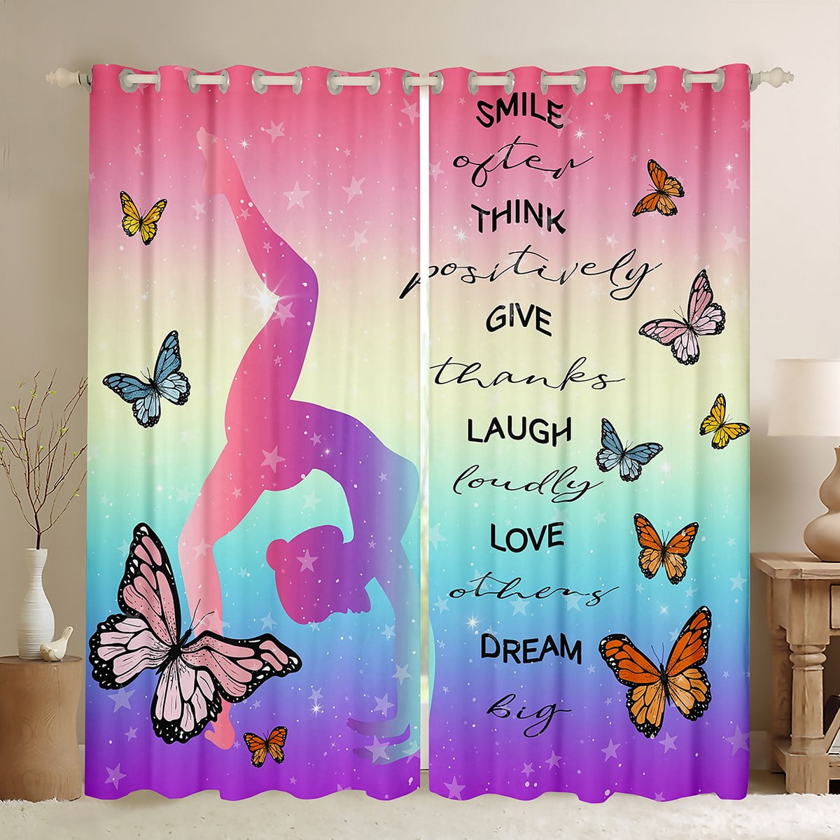 Gymnastics Curtains & Drapes Cute Rainbow 30%-50% Blackout Curtains ...