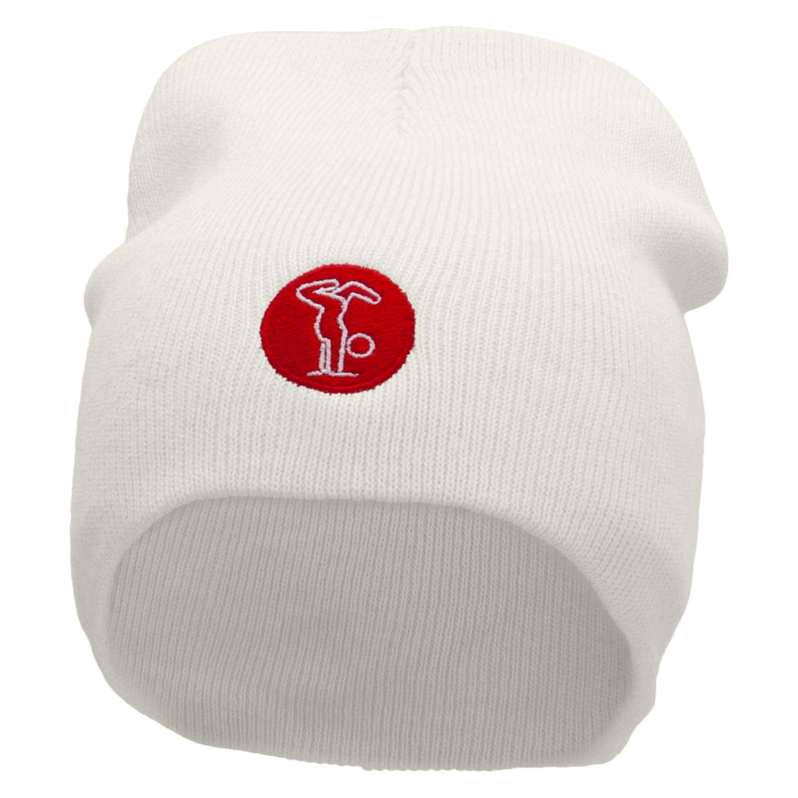 Gymnastics Icon Embroidered 8 inch Acrylic Short Blank Beanie - White ...
