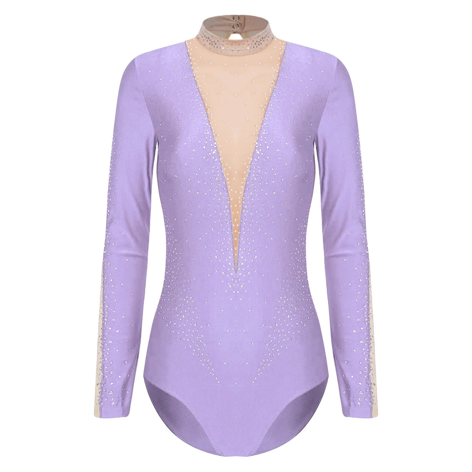Gymnastics Jumpsuits For Women Ballet Dance Leotard Sheer Mesh ...