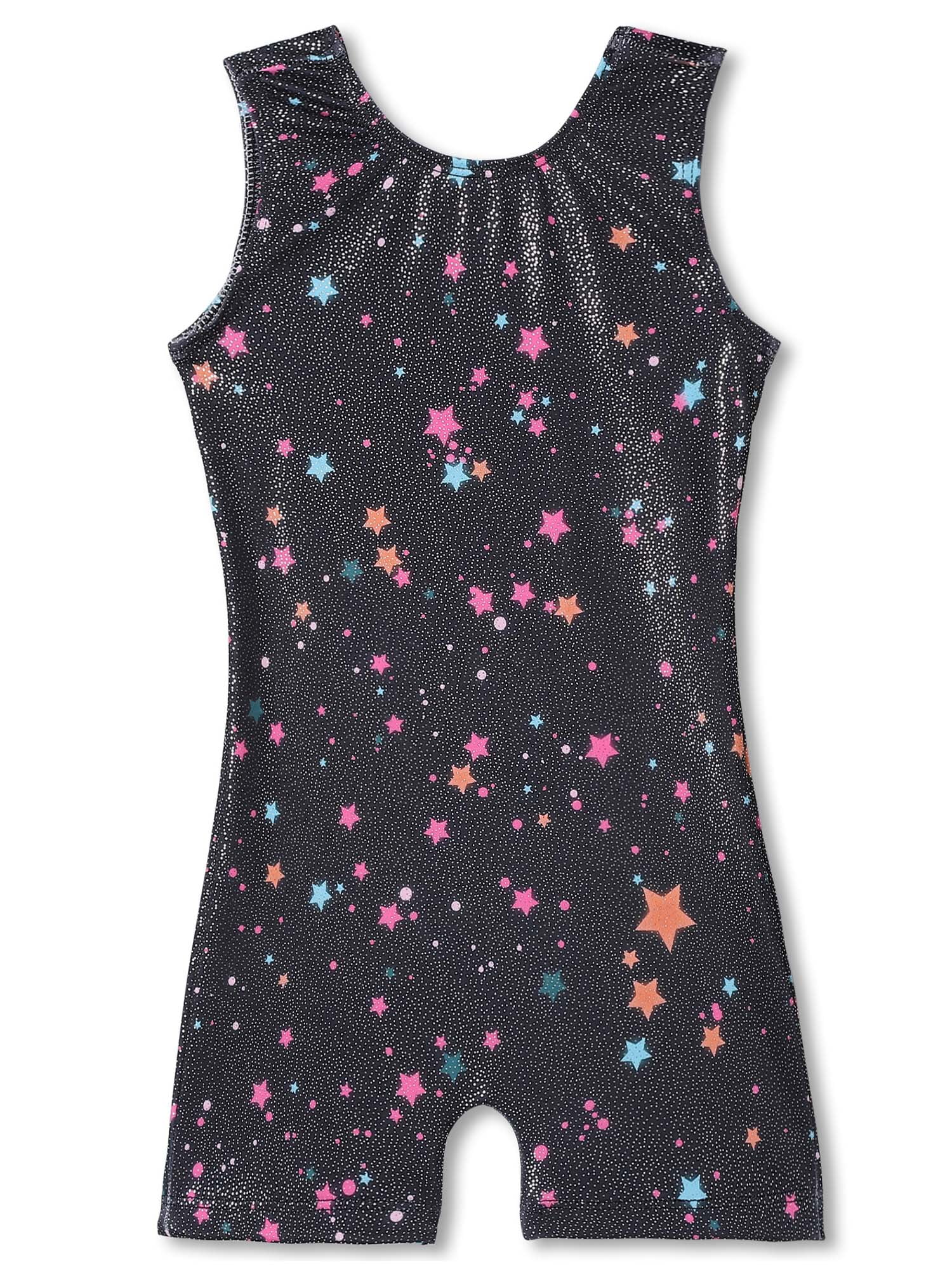 Gymnastics Leotards for Girls Black Size 6-7 Years Old Shiny Unitards ...