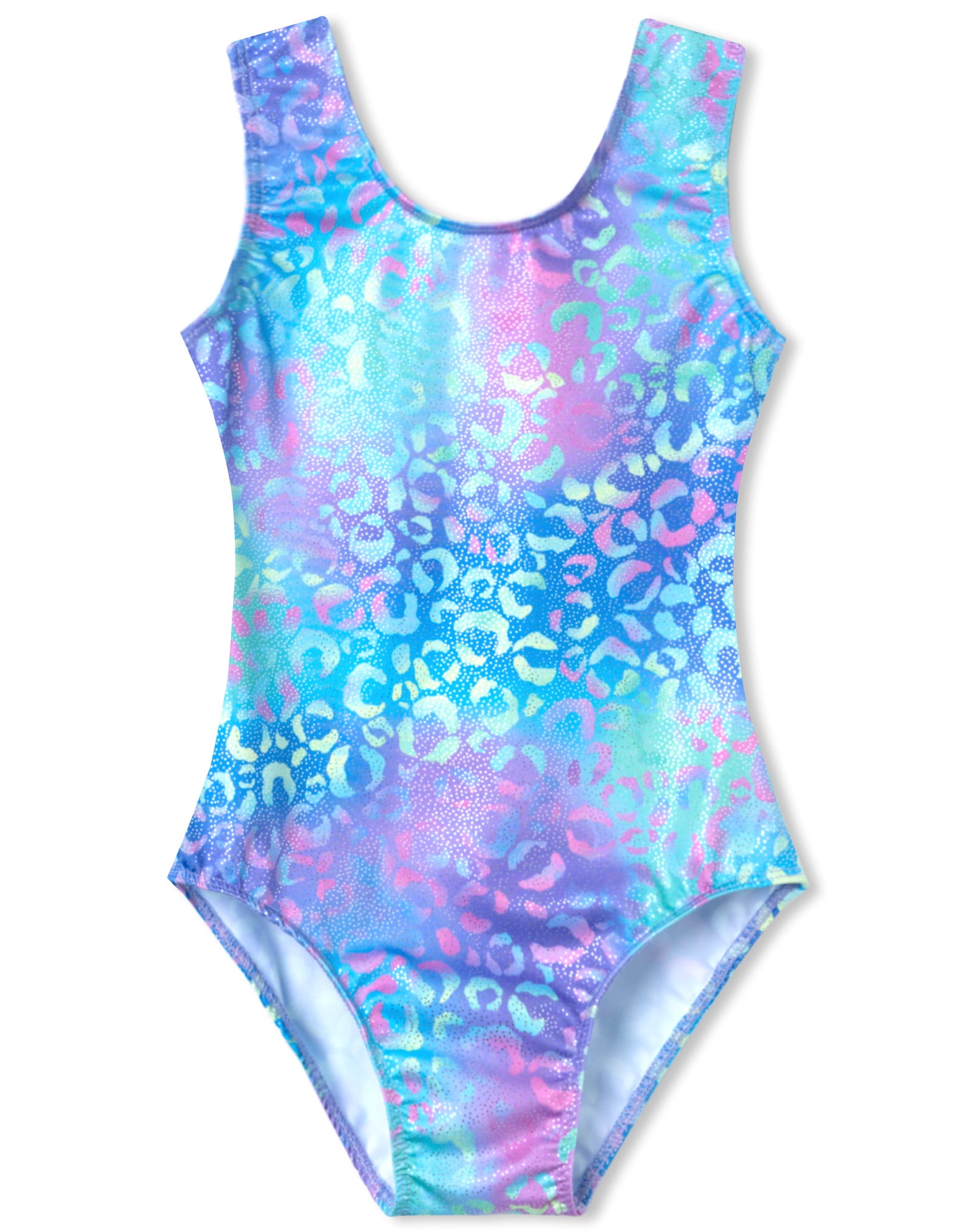Gymnastics Leotards for Girls Size 8-9 Years Old Shiny Blue Leopard ...