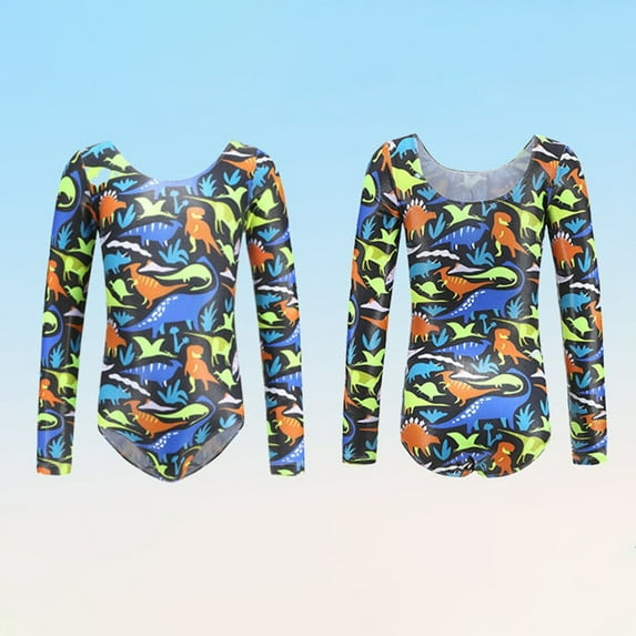 Gymnastics Leotards for Girls Stylish Printed Long Sleeve Dance Leotard ...