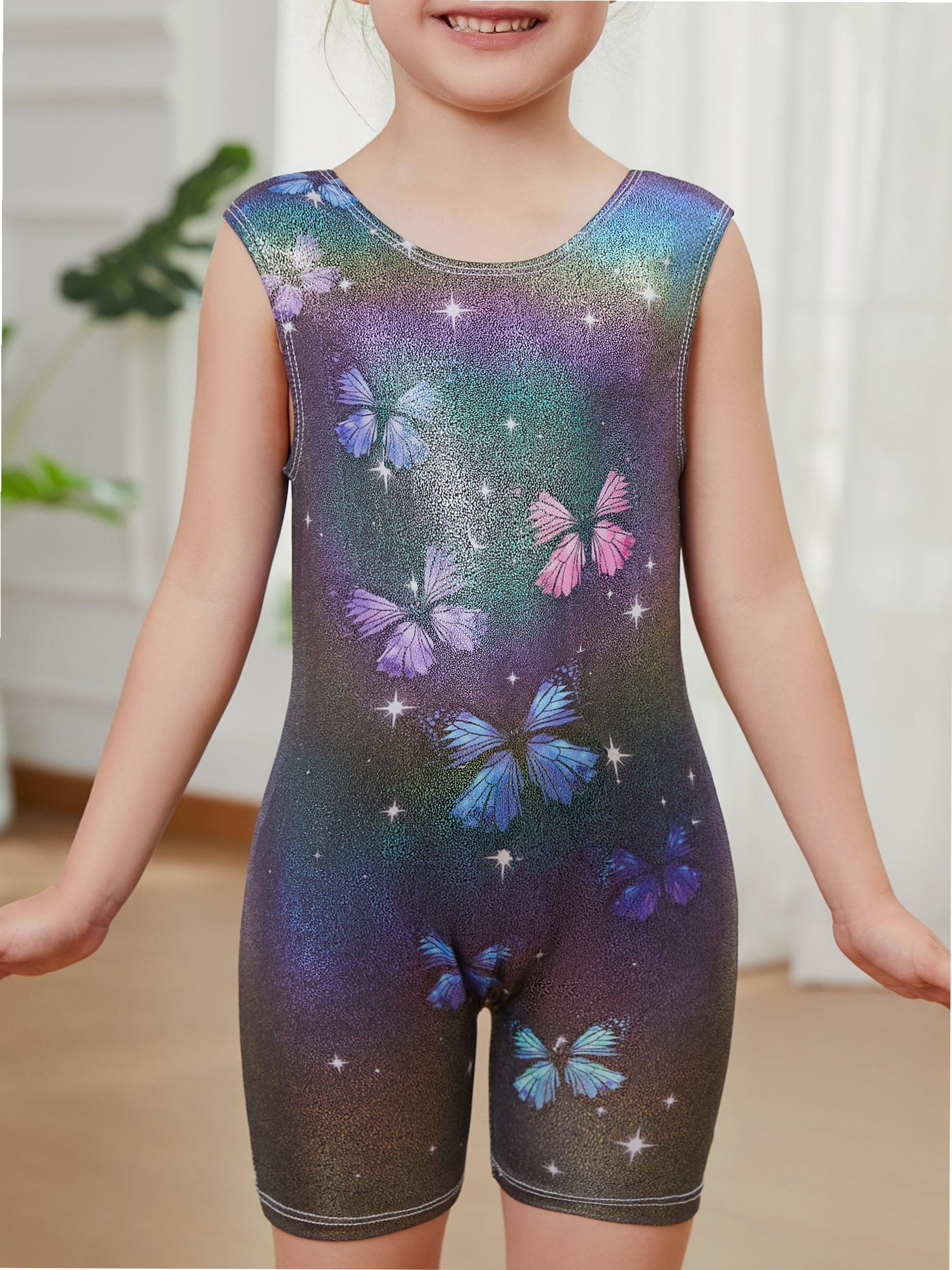 Gymnastics Leotards for Girls with Shorts Fine Butterfly Flicker ...