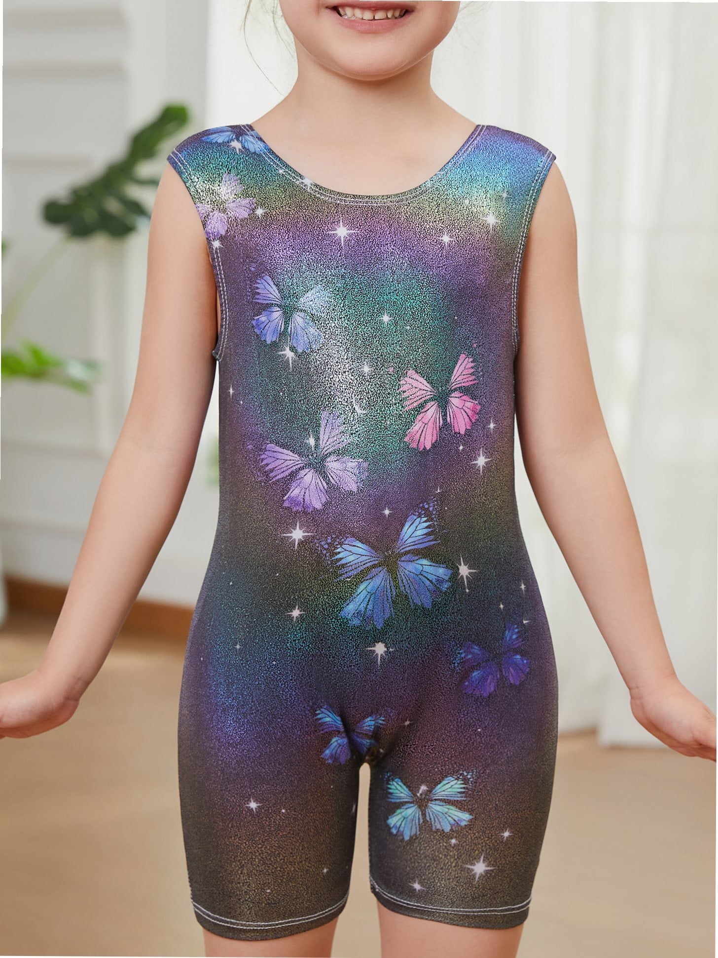 Gymnastics Leotards for Girls with Shorts Fine Butterfly Flicker ...