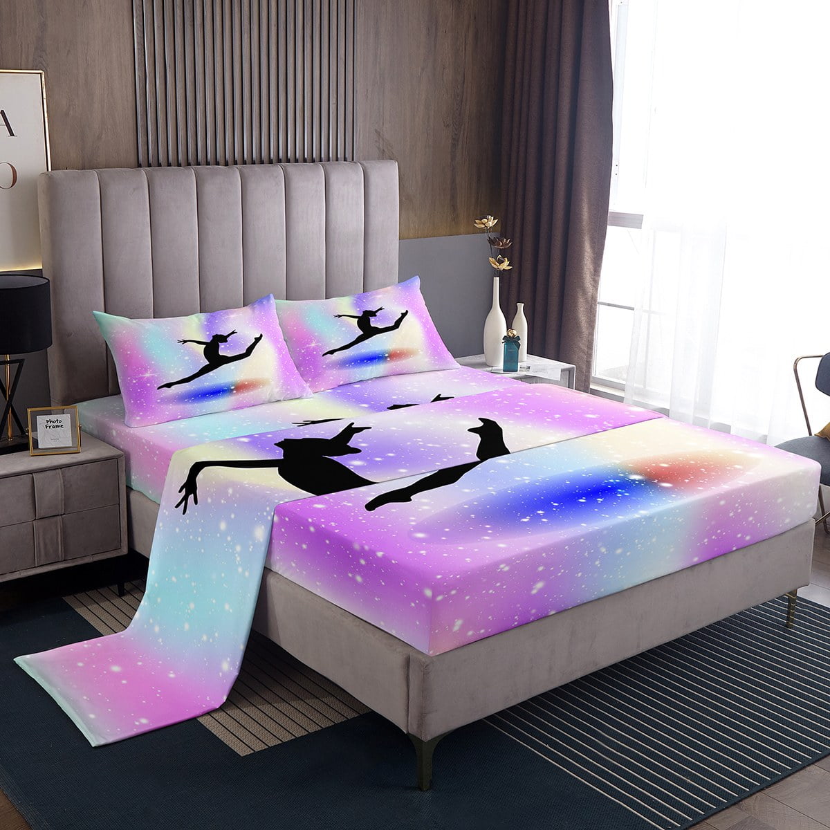 Gymnastics Lover Sheet Set For Girls, Rainbow Pastel Fitted Sheet ...