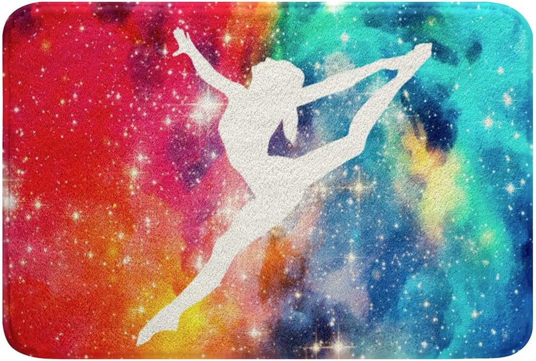 Gymnastics Lovers Doormat,Gymnast Sports Rug Starry Sky Outer Space ...