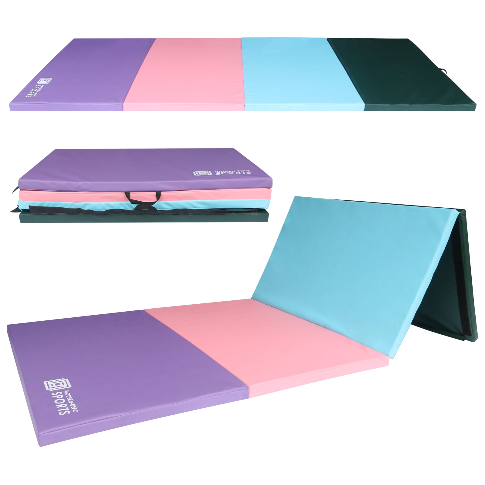 Gymnastics Mat 10'x4'x2" Foldable Tumbling Mats with Carrying Handles ...