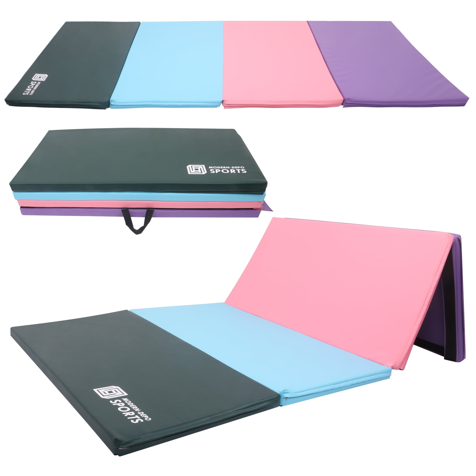 Gymnastics Mat 8'x4'x2" Foldable Tumbling Mats with Carrying Handles ...