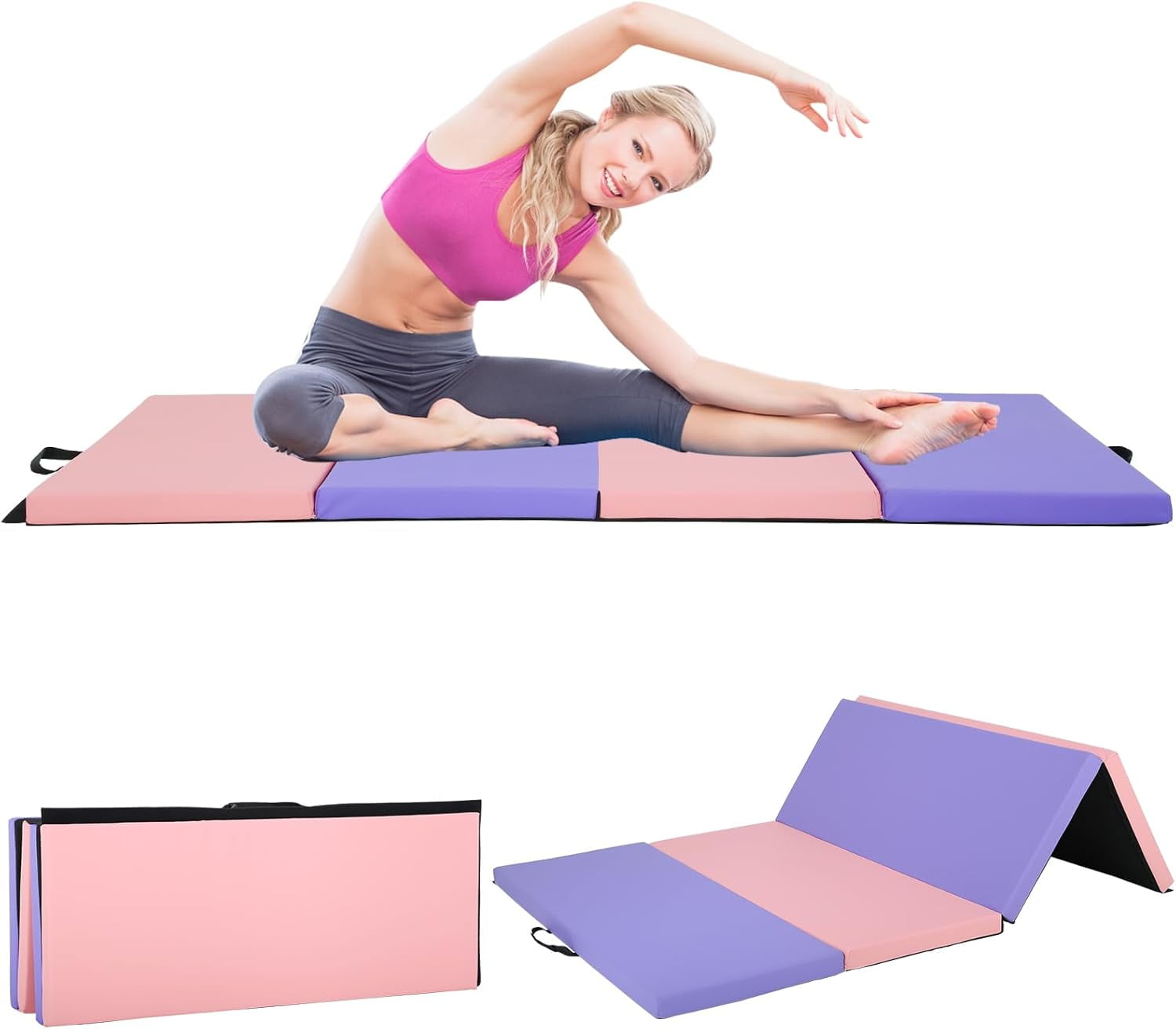 Gymnastics Mat for Home, 2" Thick Tumbling Mat with Carrying Handle and ...