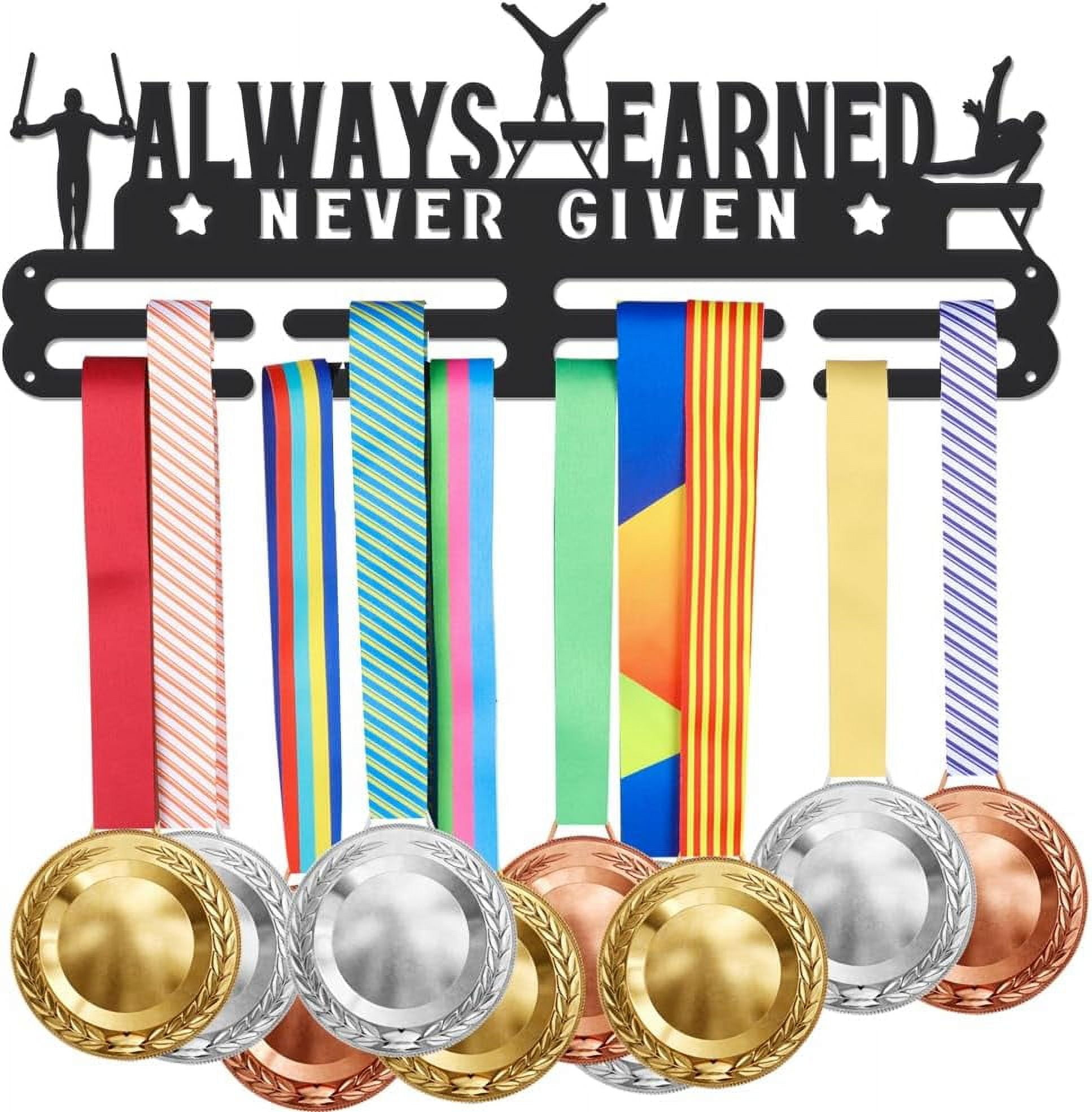 Gymnastics Medal Display Hanger Always Earned Never Given Sports Medal ...