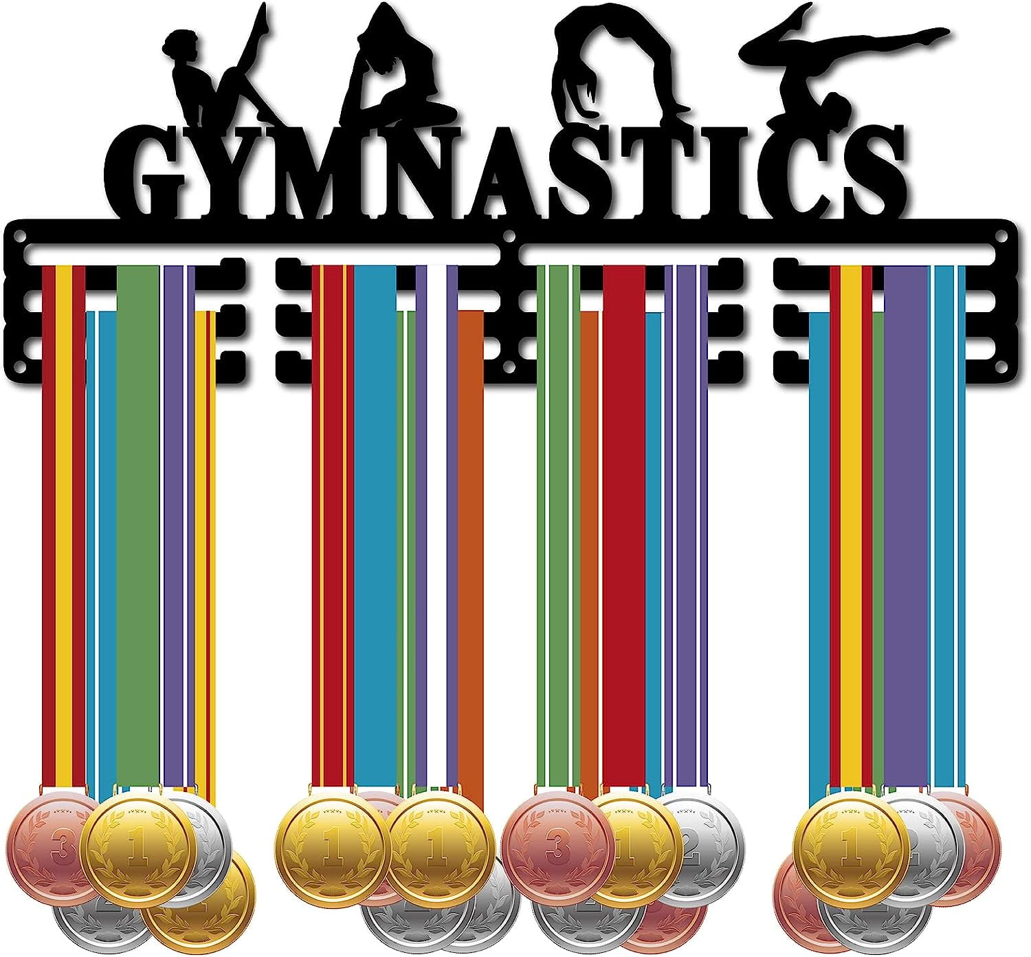 NOBRAND Gymnastics Medal Hanger, Metal Wall Mounted Holder, Holds 60 ...