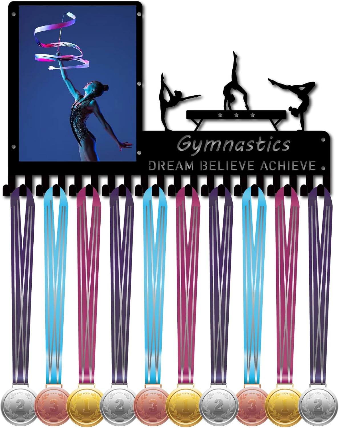 Gymnastics Medal Hanger Display Medals Holder Rack with Photo Frame ...
