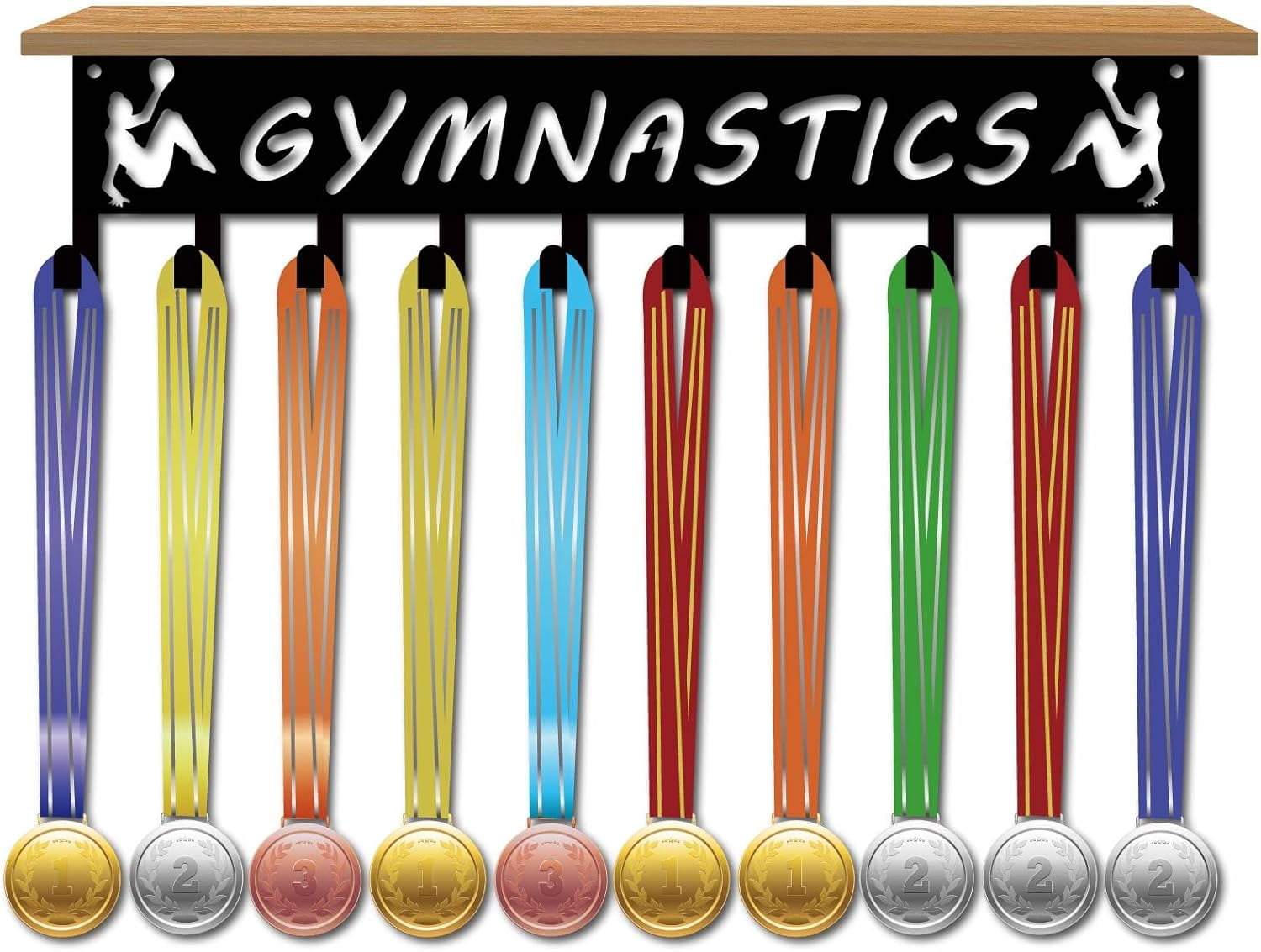 Gymnastics Medal Hanger Display with Trophy Shelf Medal Holder Hanger ...