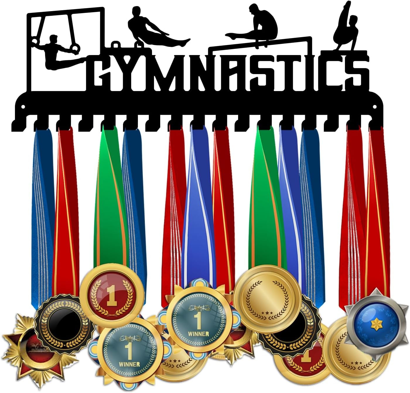 Gymnastics Medal Hanger Medal Display Holder Hanger 17 Hooks Metal ...