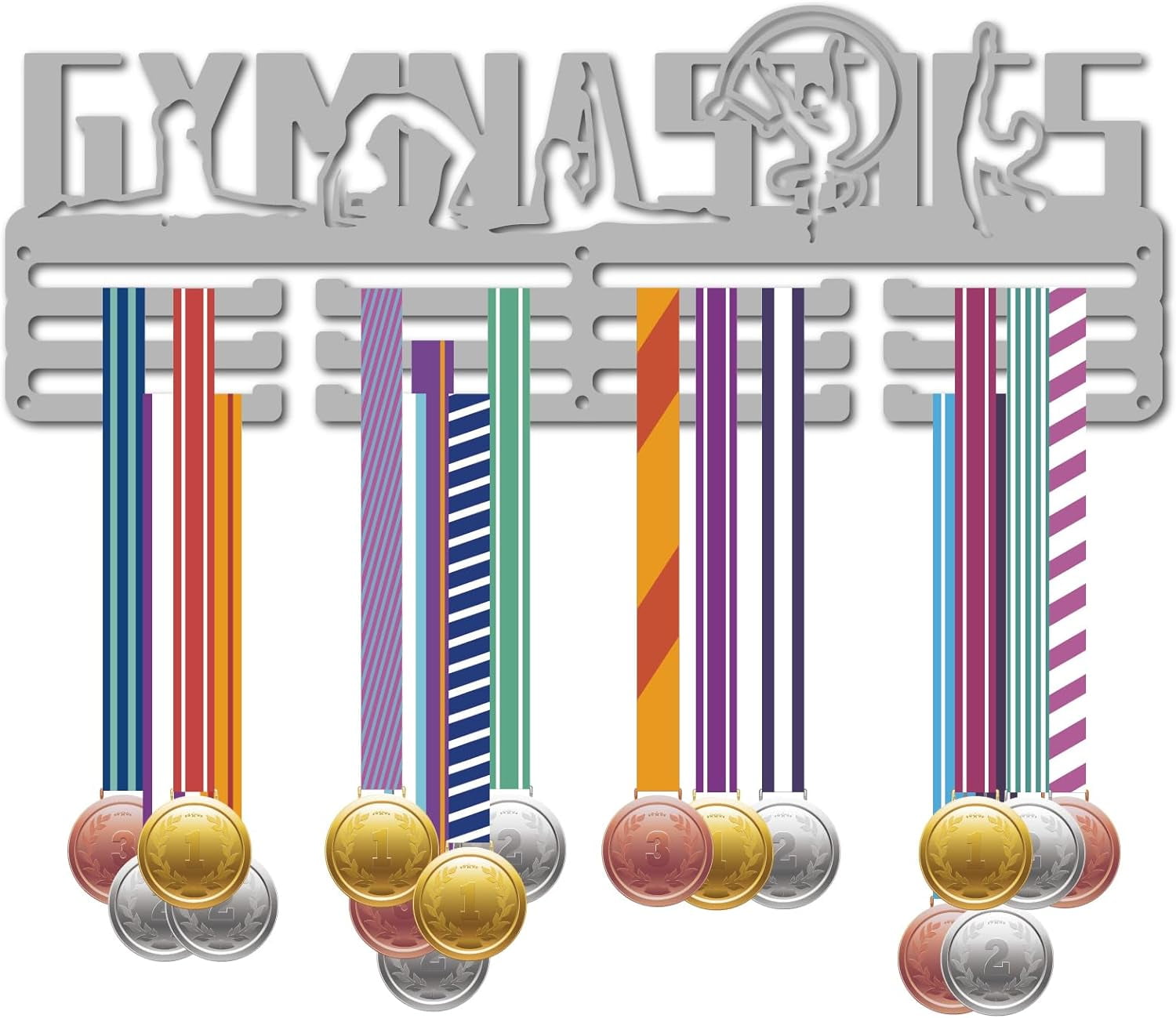 Gymnastics Medal Holder Hanger 60+ Medals Rack Medal Holder Silvery ...