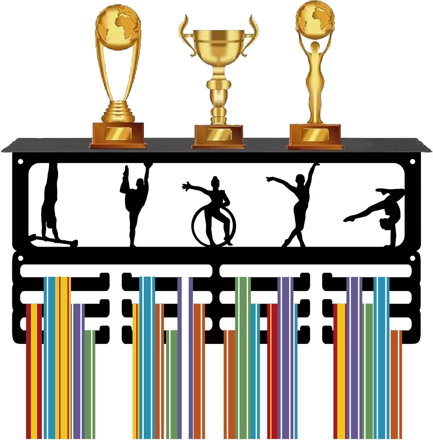 Gymnastics Medal Holder Metal Trophy Rack Organizer with 12 Hooks ...