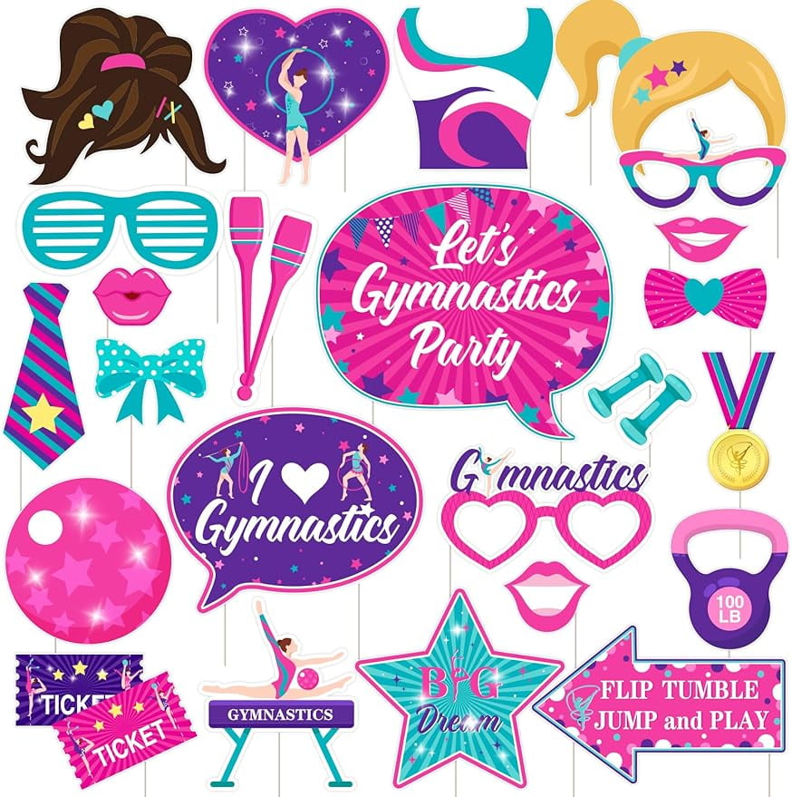Gymnastics Party Decorations for Girls - 24PCS Gymnastics Photo Booth ...
