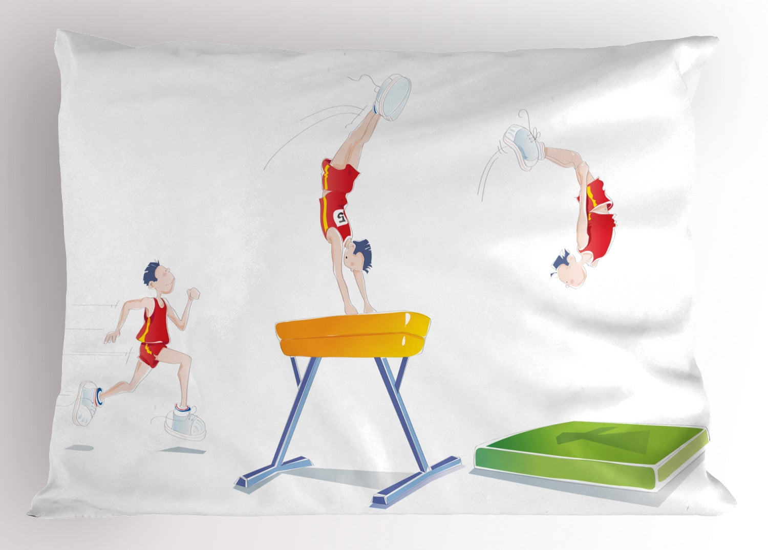 Gymnastics Pillow Sham, Man Jumping over the Pummel Horse Olympic Level ...