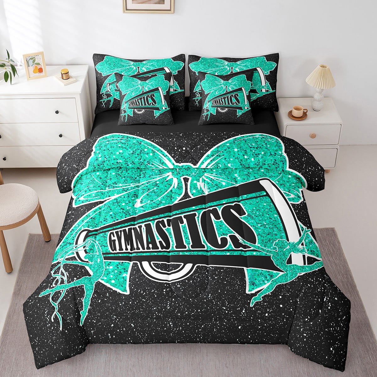 Gymnastics Princess Bedding Comforter Sets 7 Pieces Gymnast Girls Bed ...