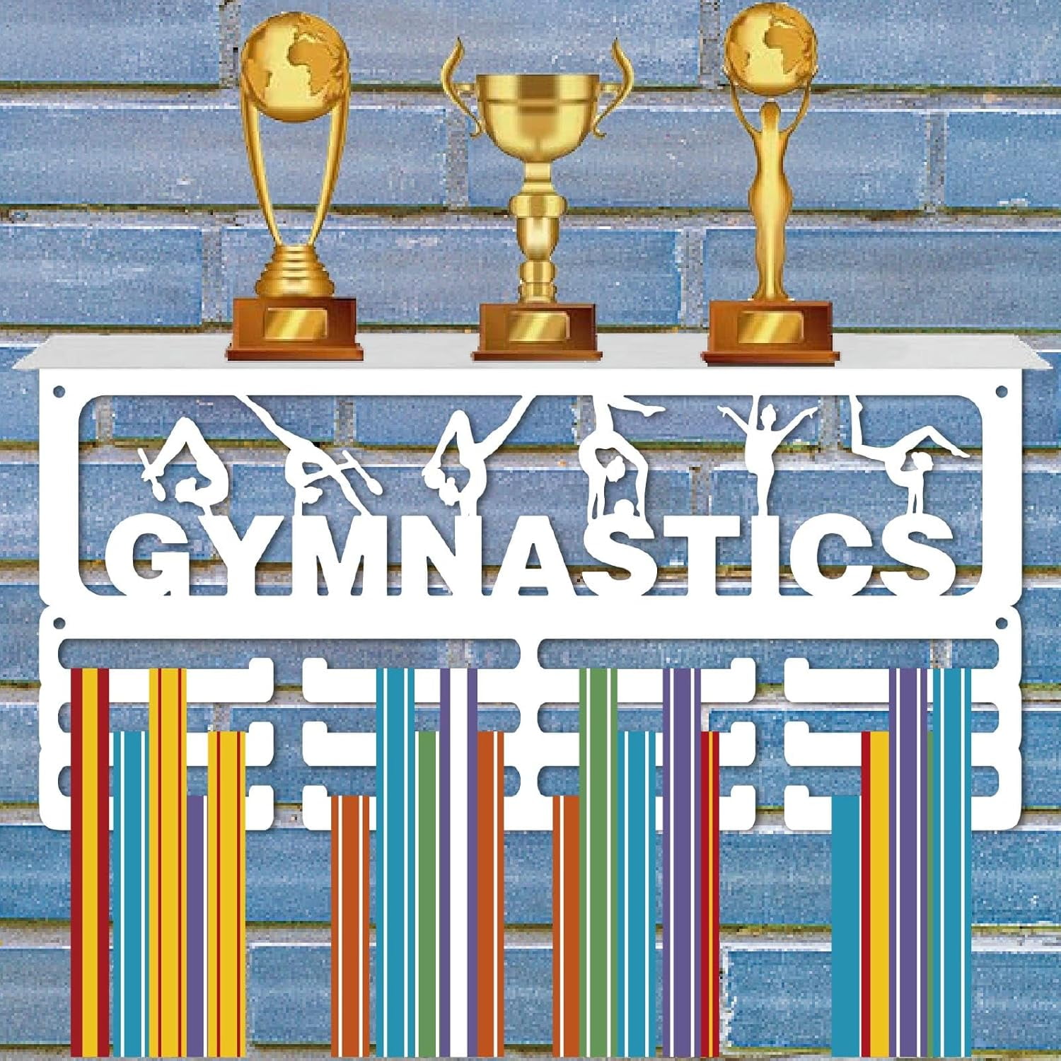 Gymnastics Sport Medal Holder Iron Medal Rack Wall Mount Decor 3 Lines ...