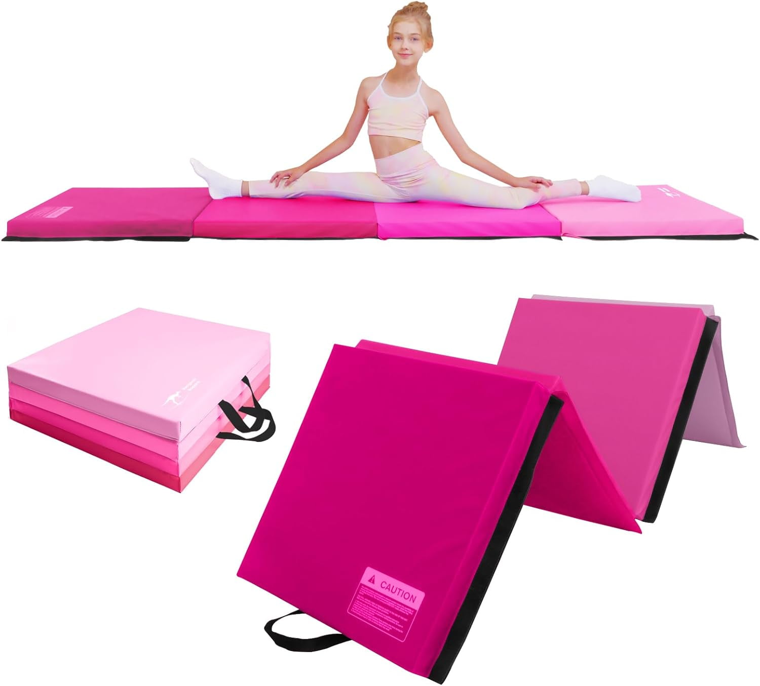 Gymnastics Tumbling Mats for Kids, Foldable Gym Mat with Carrying ...