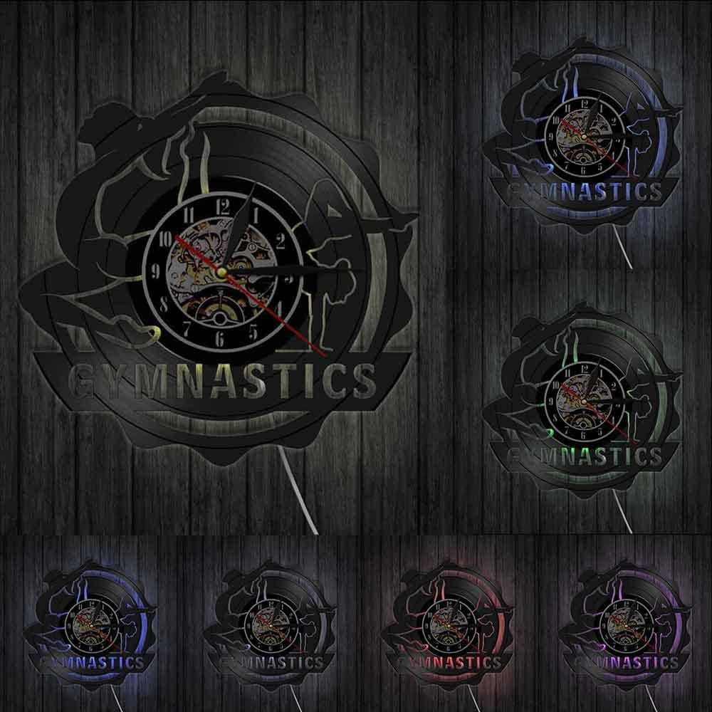 Gymnastics Tumbling Wall Clock Gym Wall Art Girls Gymnastics Vinyl ...