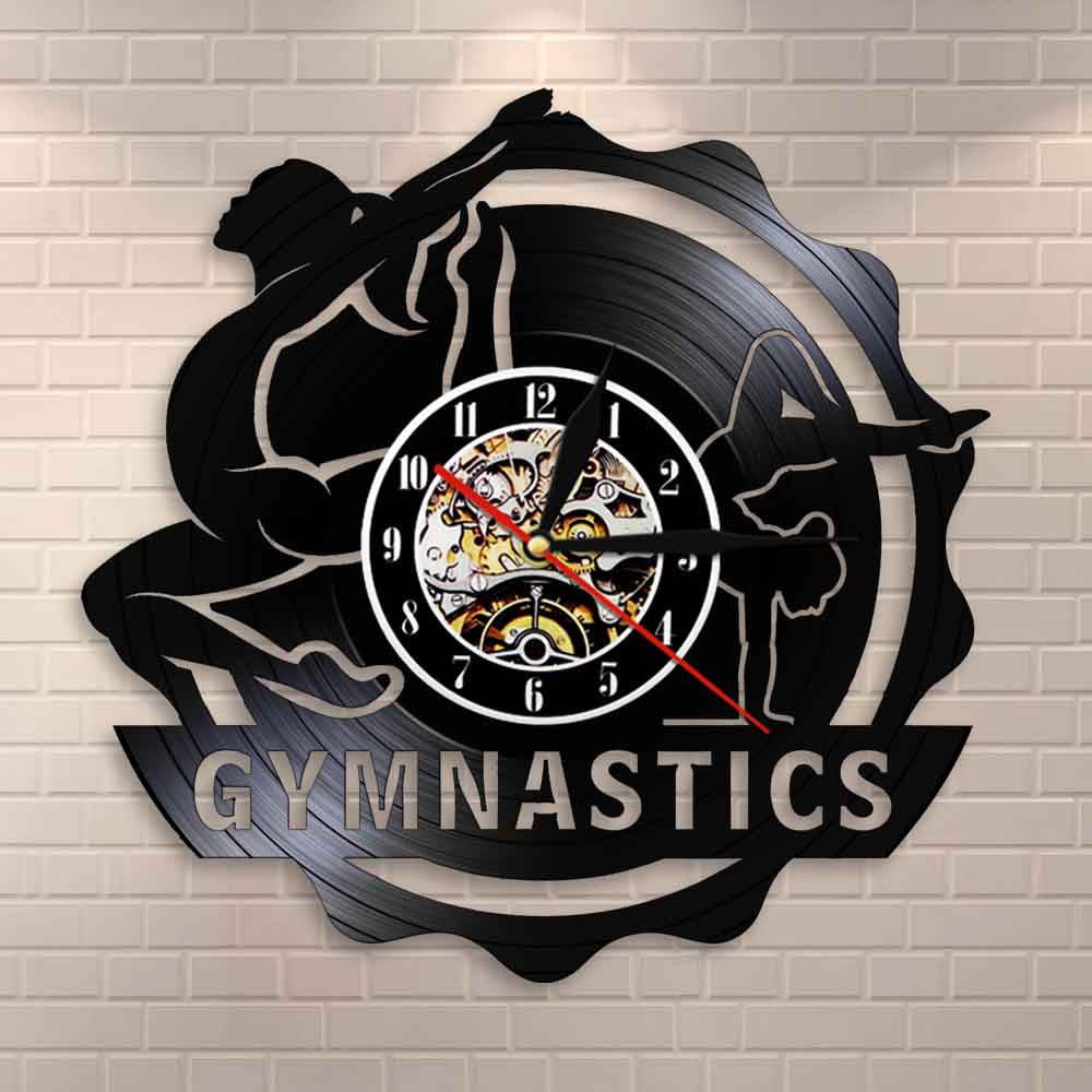 Gymnastics Tumbling Wall Clock Gym Wall Art Girls Gymnastics Vinyl ...