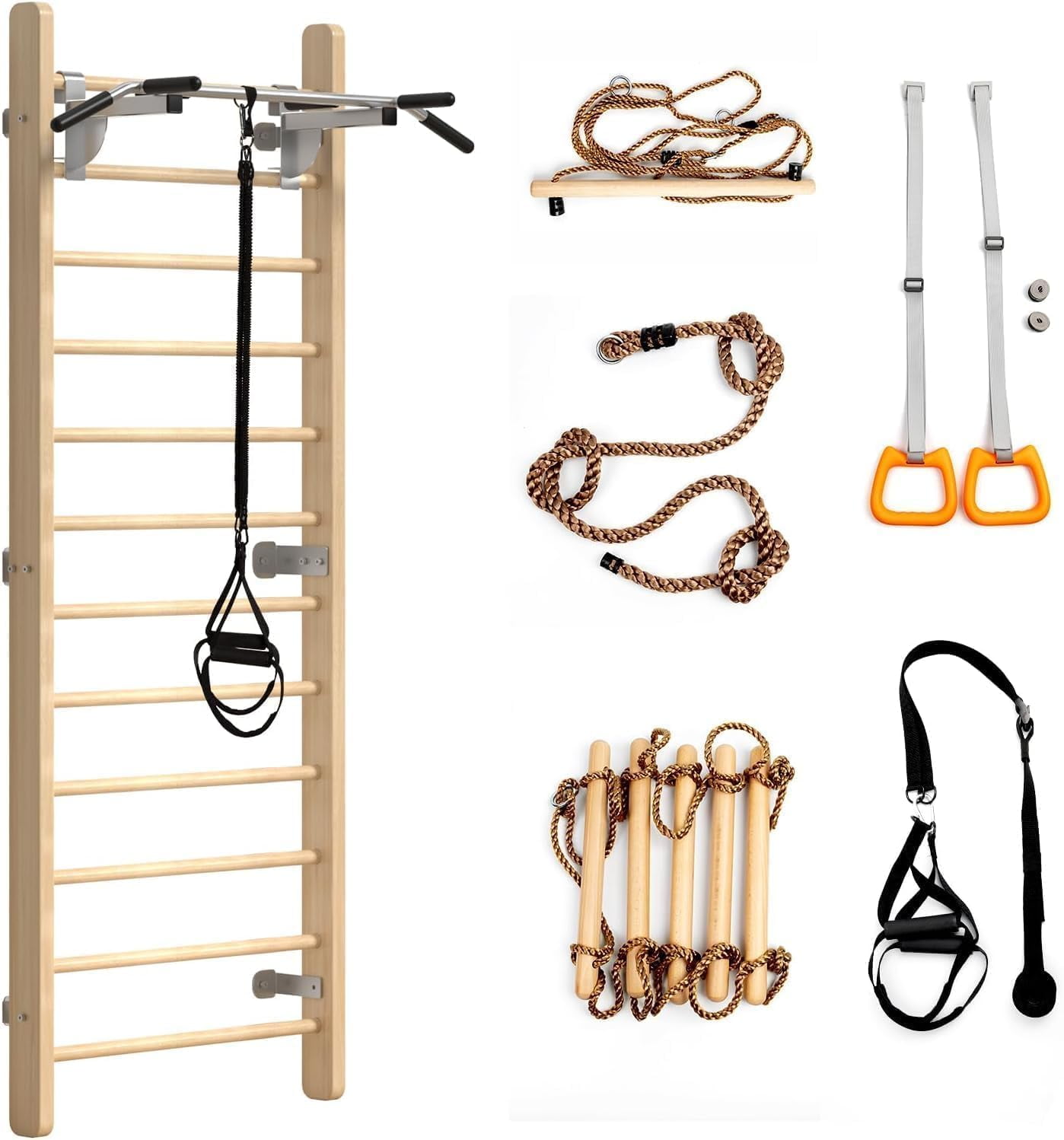 Gymnastics Wood Stall Bar, Multi-use Swedish Ladder, Wall Bars for Kids ...