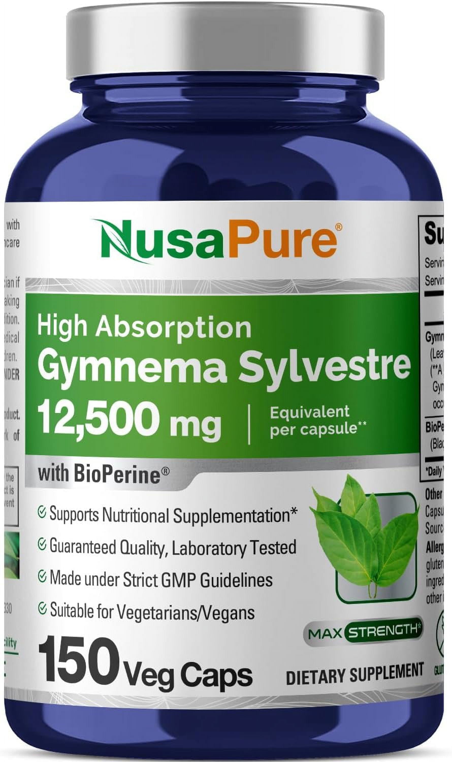 Gymnema Sylvestre 12500 mg Per Vegan Caps | 150 Count | 50:1 Extract ...