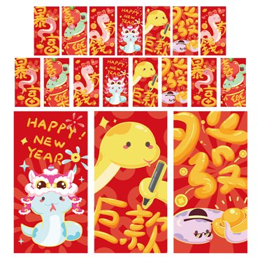 36 Pcs Chinese Hong Bao Red Envelopes, Greetings Chinese Money Lucky ...