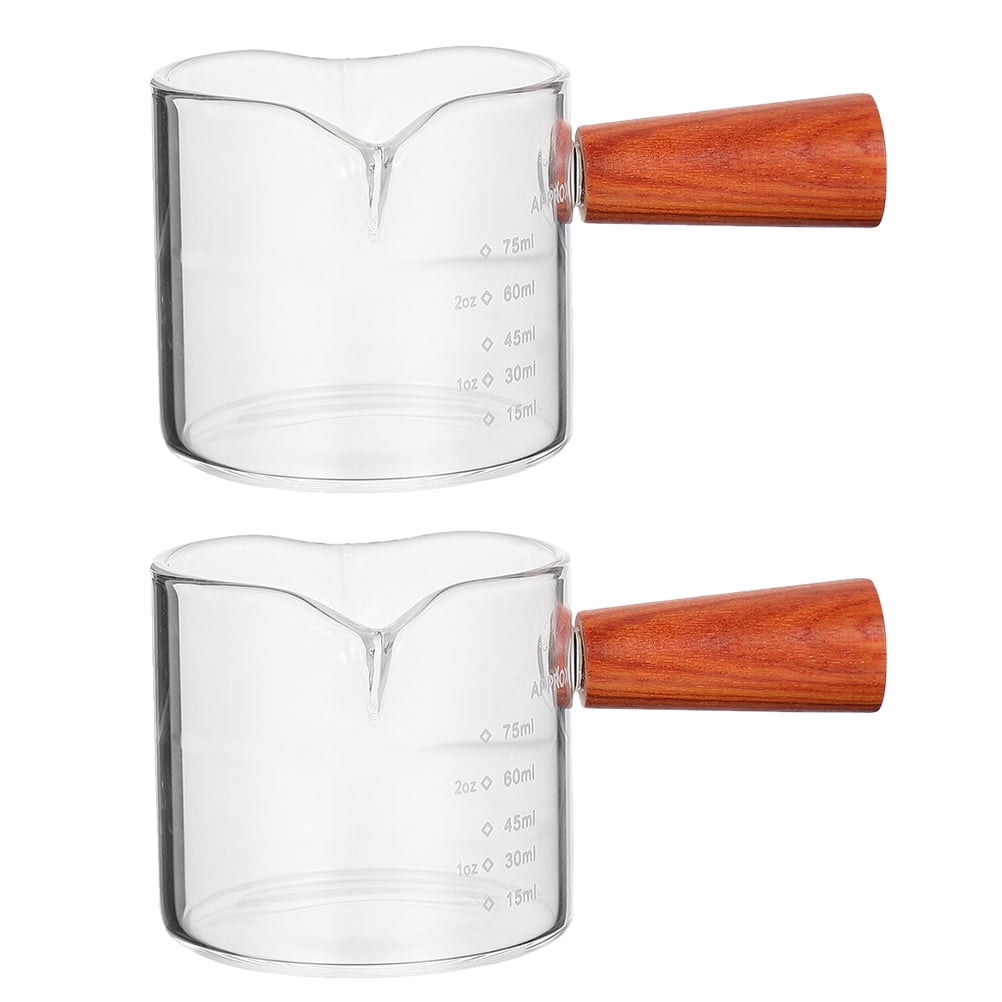 Gymnture 2Pcs Espresso Shot Glass with Double Spout & Wooden Handle ...