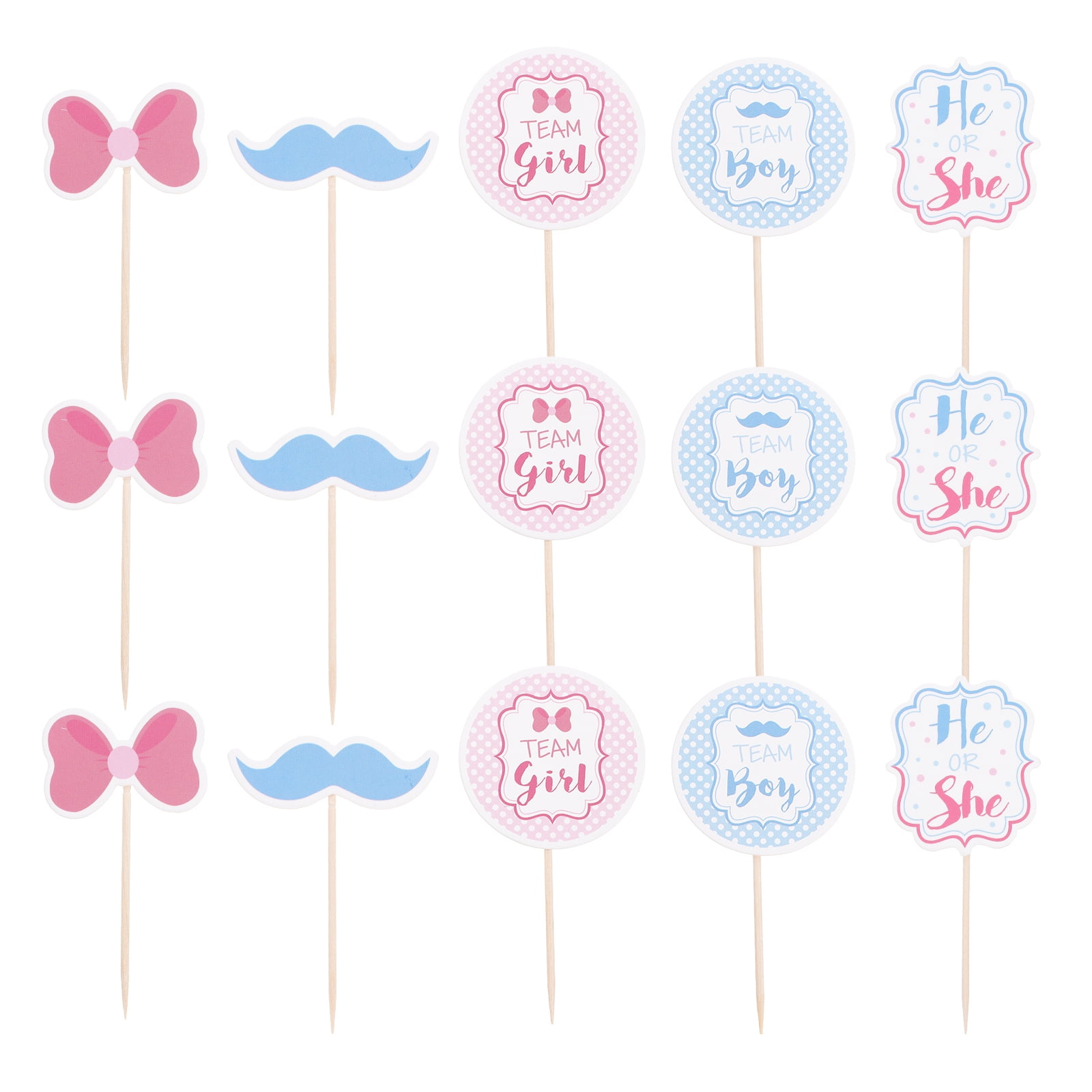 Gymnture 36pcs Boy Girl Cupcake Toppers Shower Birthday Gender Reveal ...