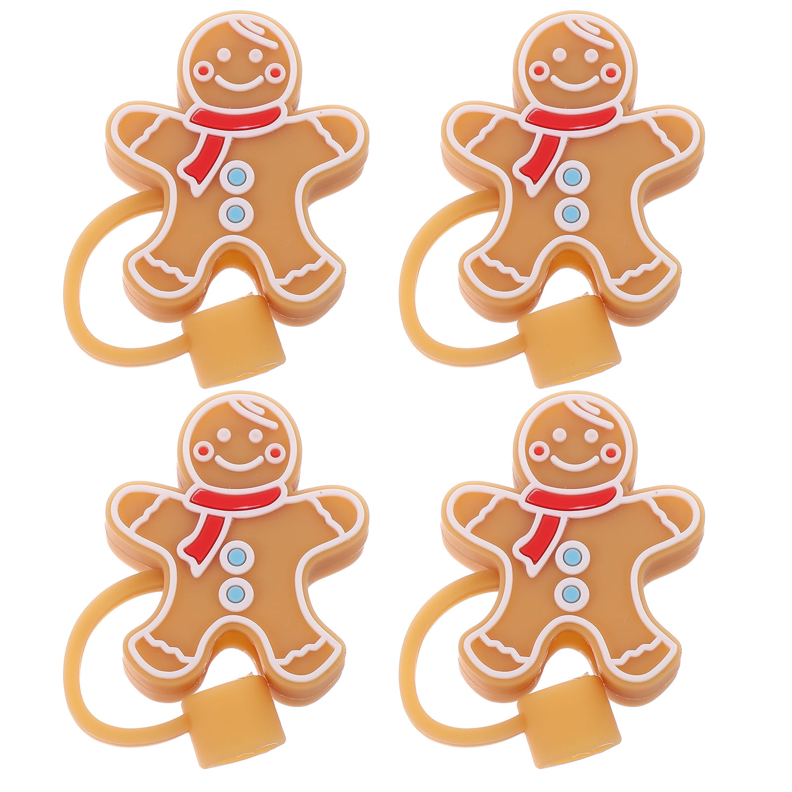 Gymnture 4pcs Gingerbread Man Silicone Straw Caps for Xmas - Walmart.com