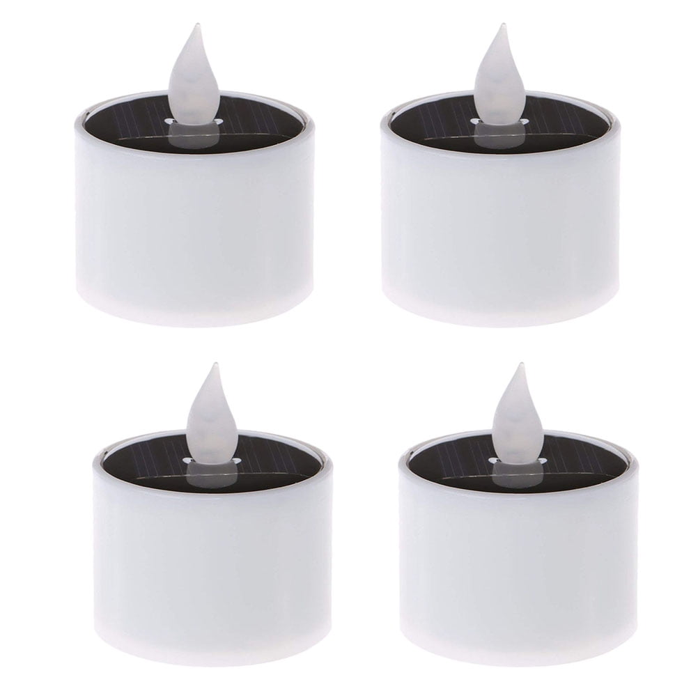 Gymnture 4pcs LED Solar Candle Light Waterproof Yellow Flicker ...