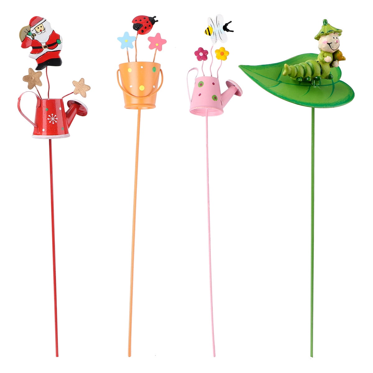 Gymnture 4pcs Santa Flower Pot Garden Stake Cupcake Toppers - Christmas ...