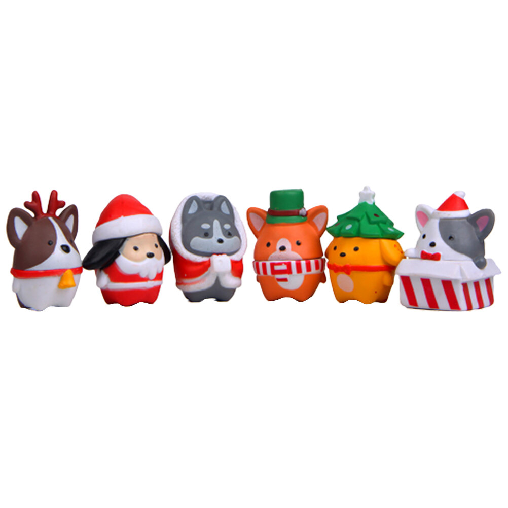 Gymnture 6 Mini Christmas Dog Ornaments Resin Shiba Corgi Figures ...